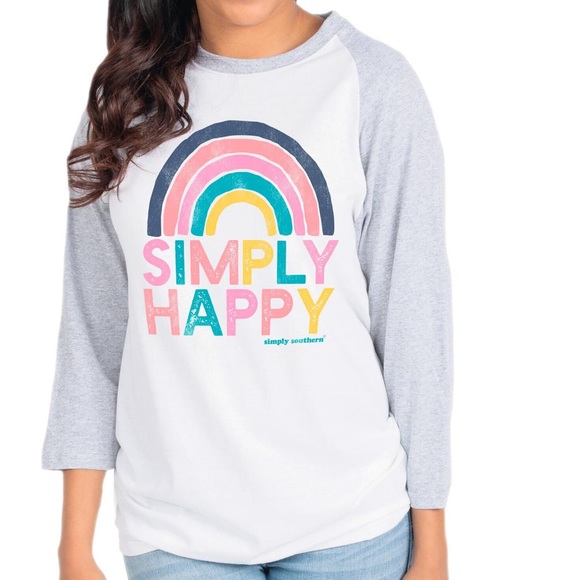 Simply Southern | Tops | Simply Southern Rainbow Simply Happy Baseball ...